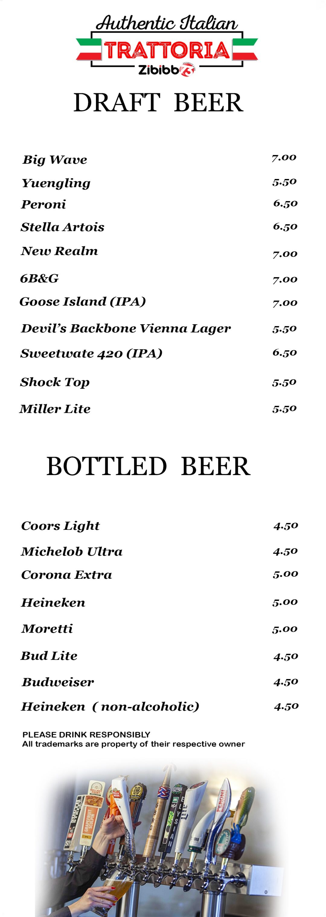 Beer list | Zibibbo 73